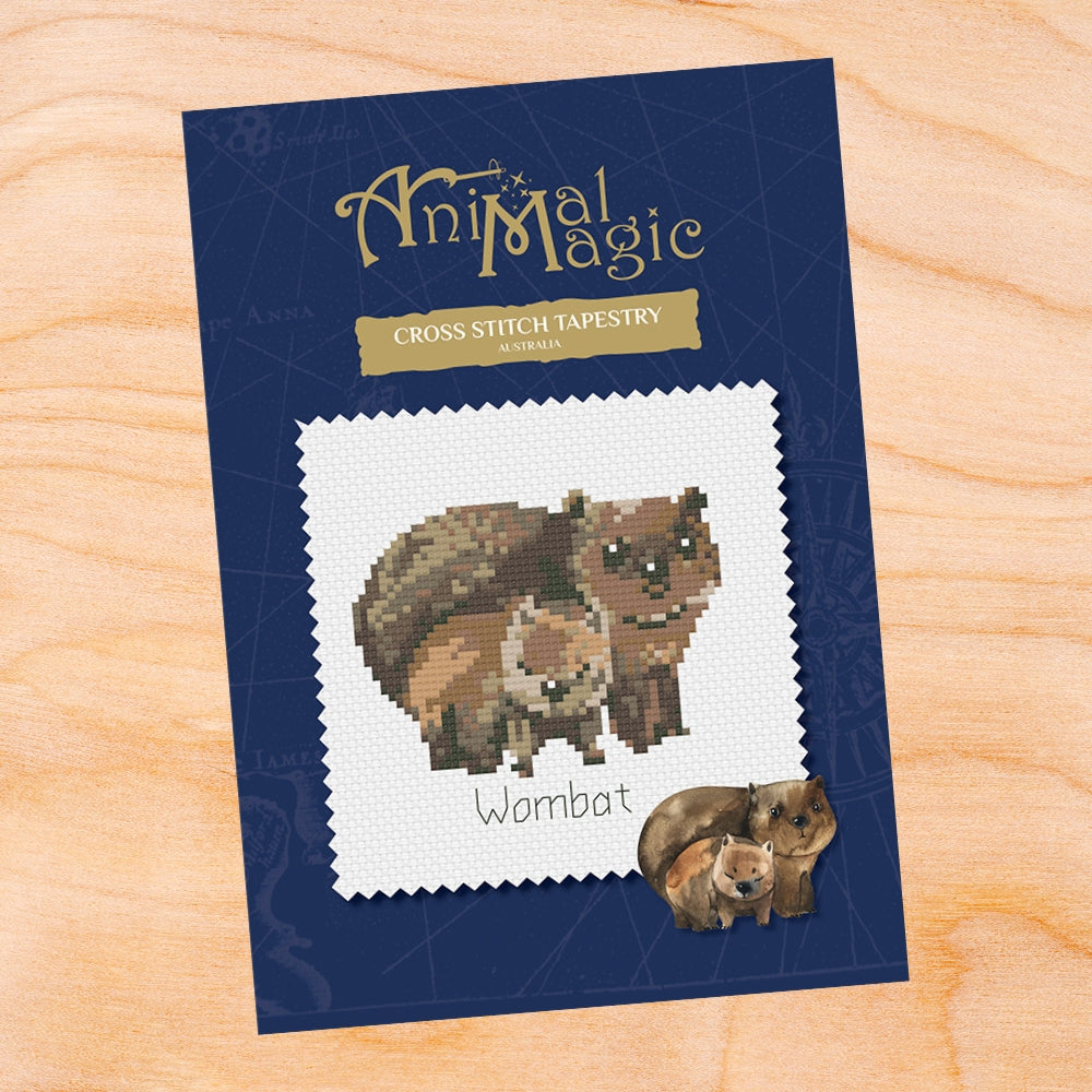 Cross Stitch Kit ~ Wombat & Baby – Animal Magic Puzzles